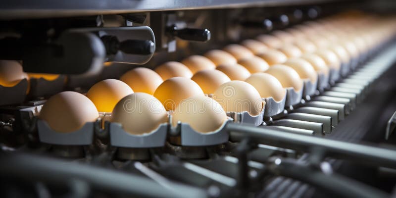 Automated Egg Processing in Modern Factory. Generative Ai Stock ...