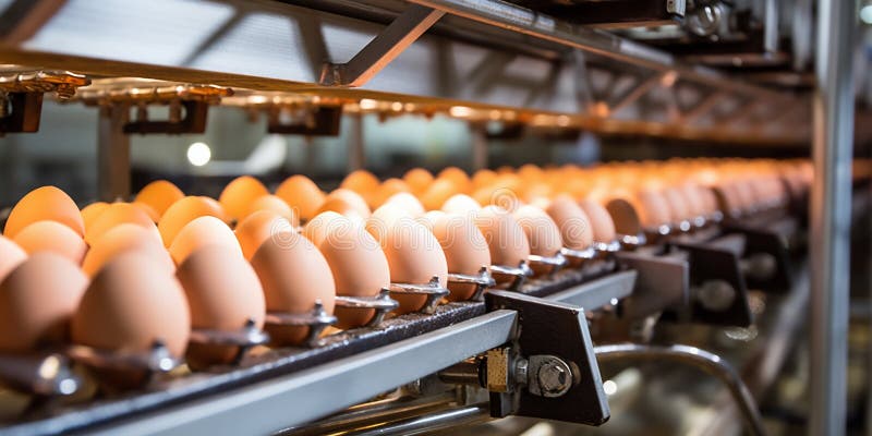 Automated Egg Processing in Modern Factory. Generative Ai Stock ...