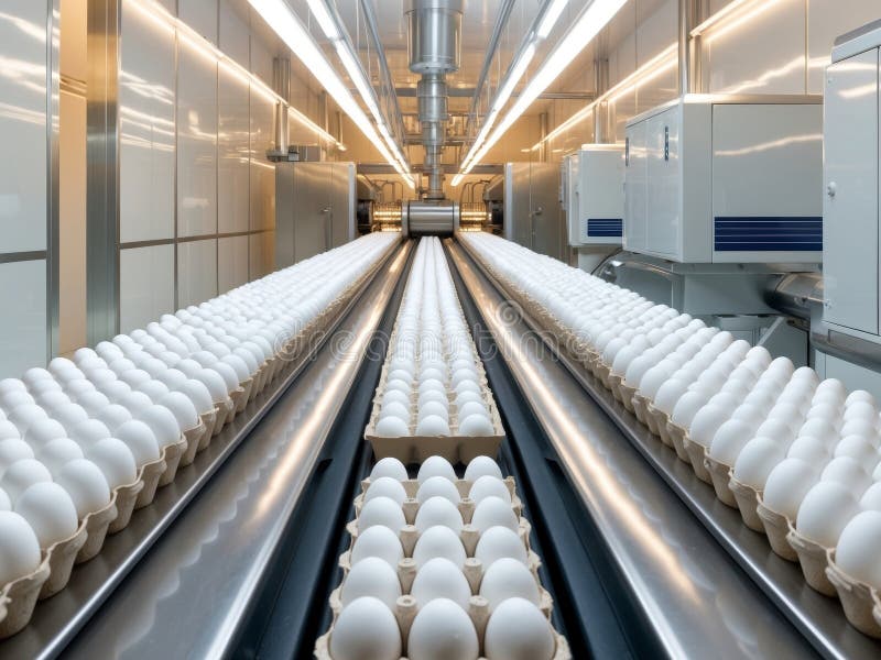 Automated Egg Production and Packaging on a Conveyor Belt in an ...