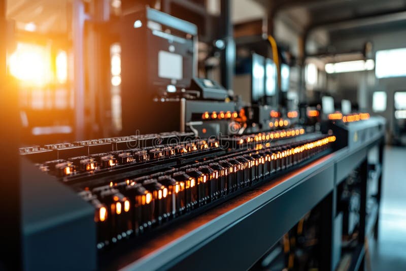 Automated Electronics Manufacturing Line with Led Lights in Industrial ...