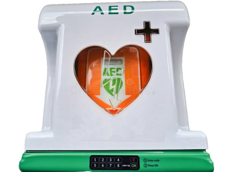 Automated External Defibrillator (AED) in a Box. Isolated on White ...