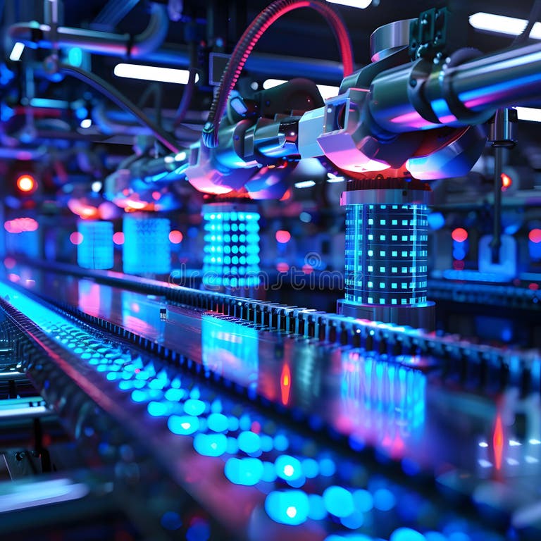 Automated Factory with Binary Code Flow. Stock Illustration ...