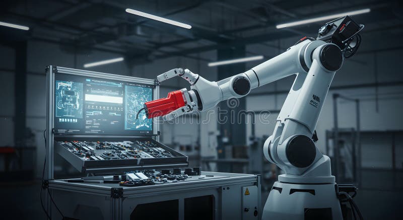 Industrial Robot Arm in Factory Automation Process Stock Photo - Image ...