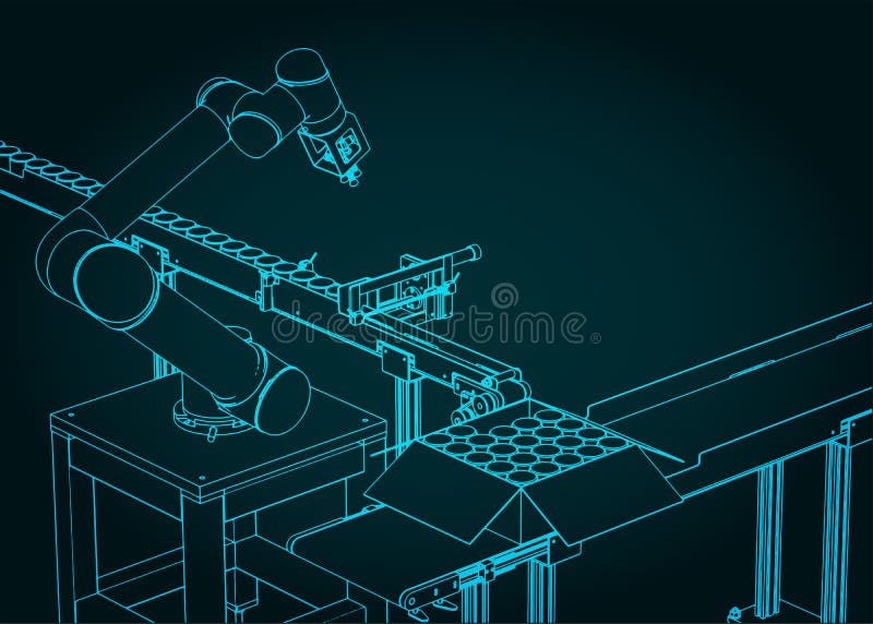 Automated Factory Line Drawing Stock Vector - Illustration of belt ...