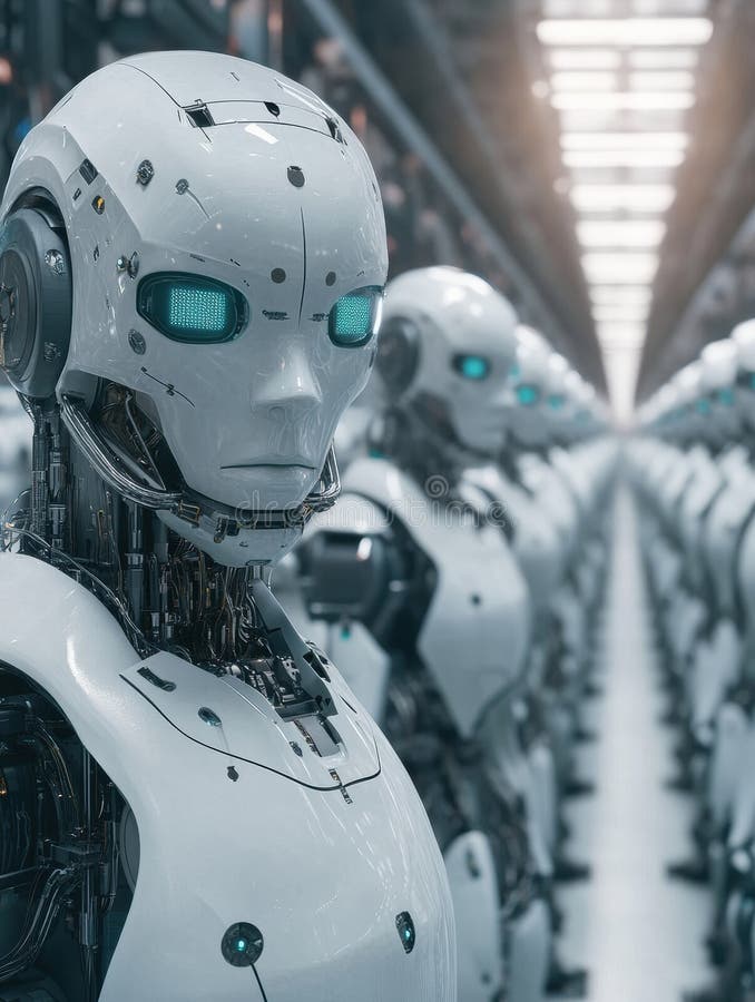 Automated Factory Powered by Robotic Machines and AI Technology ...