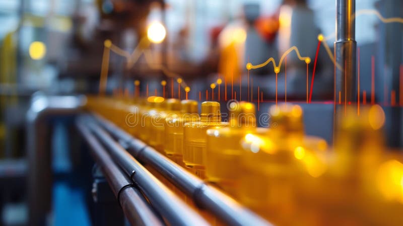 Automated Factory Production Line Digital Data Overlay Stock Photos ...