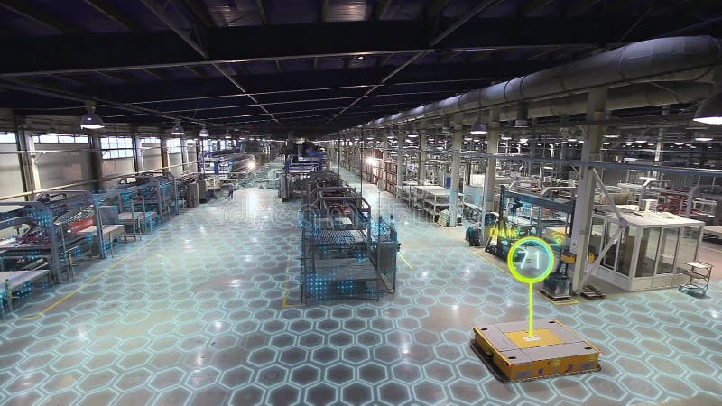 Robots in an Automated Factory. Visualization of Technologies in an Automated Factory. Automated ...
