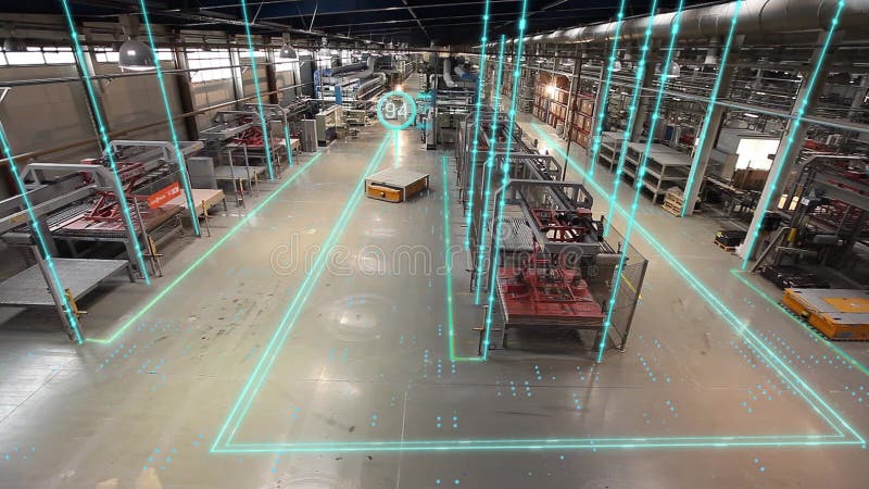Visualization of Futuristic Technologies in an Automated Factory. Automated Factory with Self ...