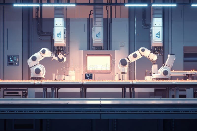 Automated Factory Utilizing Robotic Machines And Ai For Efficient Production Control And
