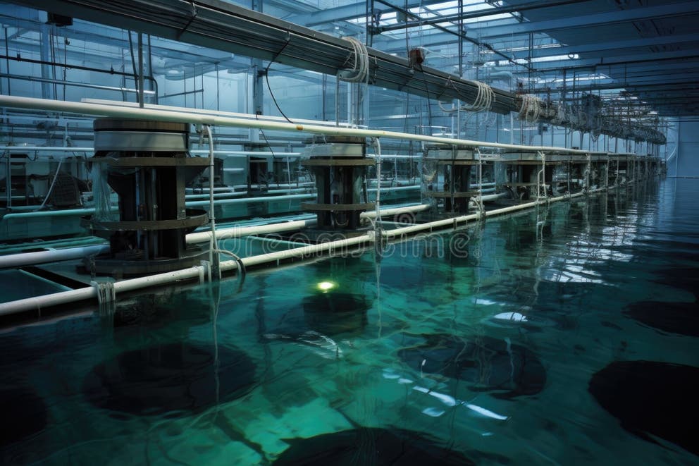 Automated Feeding System in an Aquaculture Facility Stock Illustration - Illustration of ...