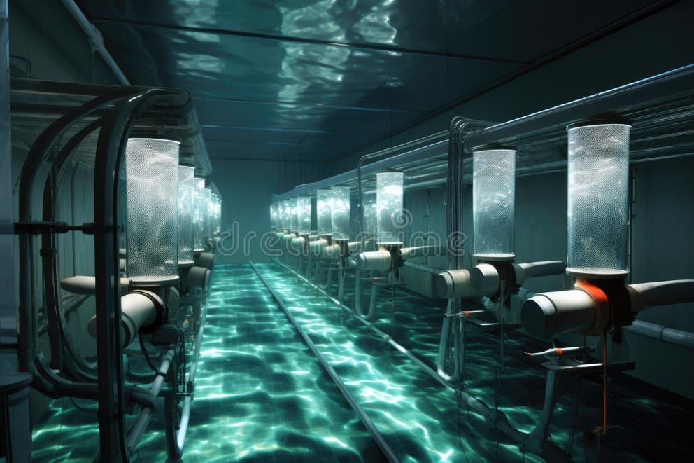 Automated Feeding System in an Aquaculture Facility Stock Image - Image ...