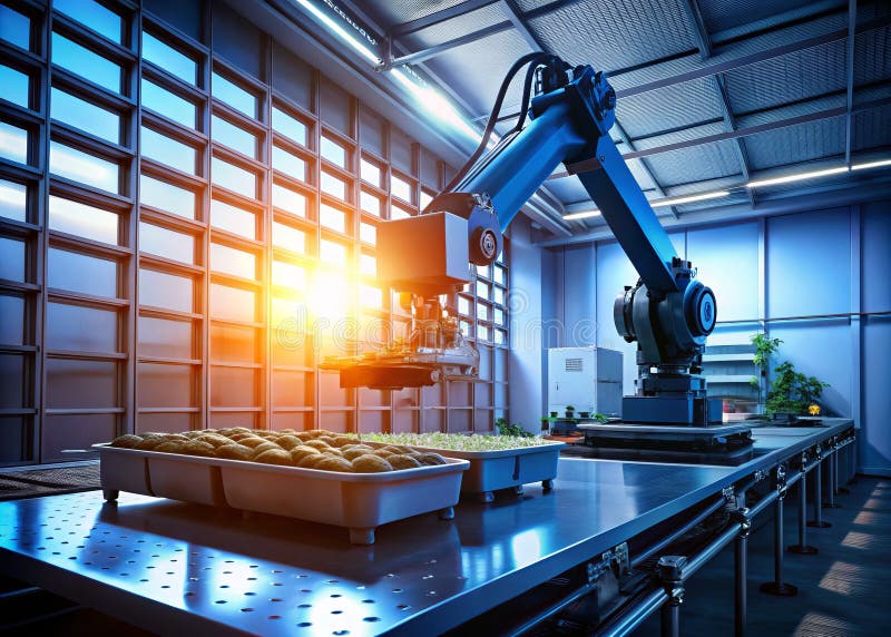Automated Food Packaging Robotic Arm Silhouette Illustrates Industry 40 ...