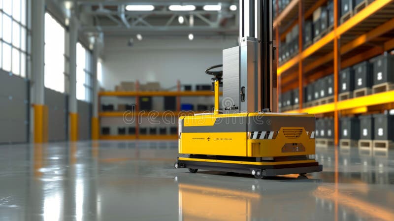 Automated Forklift in Modern Warehouse. Generative Ai Stock ...