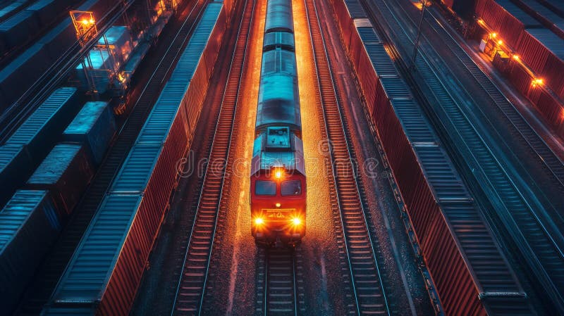 547 Cargo Train Night Freight Transport Shipping Container Stock Photos ...