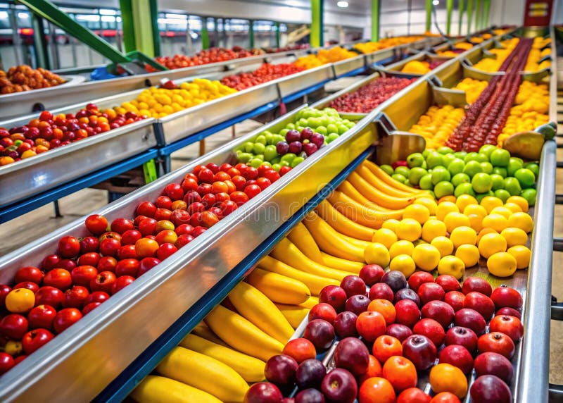 Automated Fruit Sorting System on a Conveyor Belt in a Modern ...