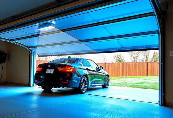 Automated Garage Door Opens when it Detects Your Car Approaching Stock Illustration ...