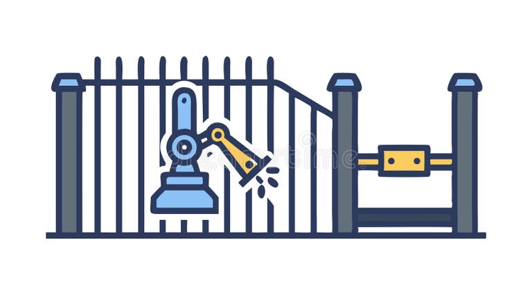 Automated Gate with a Robotic Arm Vector Security Icon Design, Vector ...
