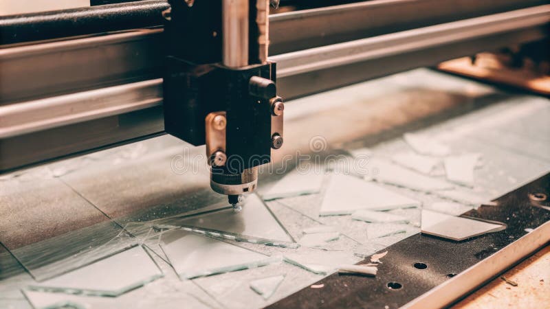 An Automated Glassting Machine Precisely Slicing Sheets of Glass with ...
