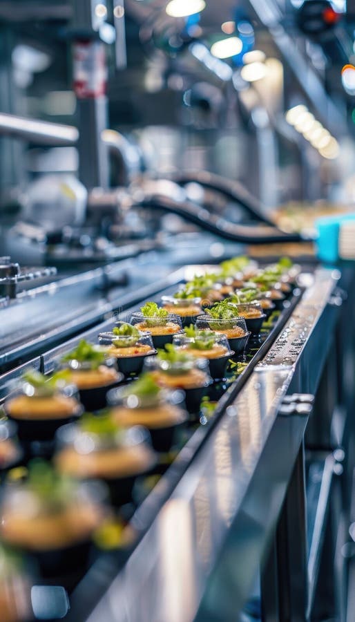 Automated Gourmet Food Packaging in a Modern Processing Plant for ...