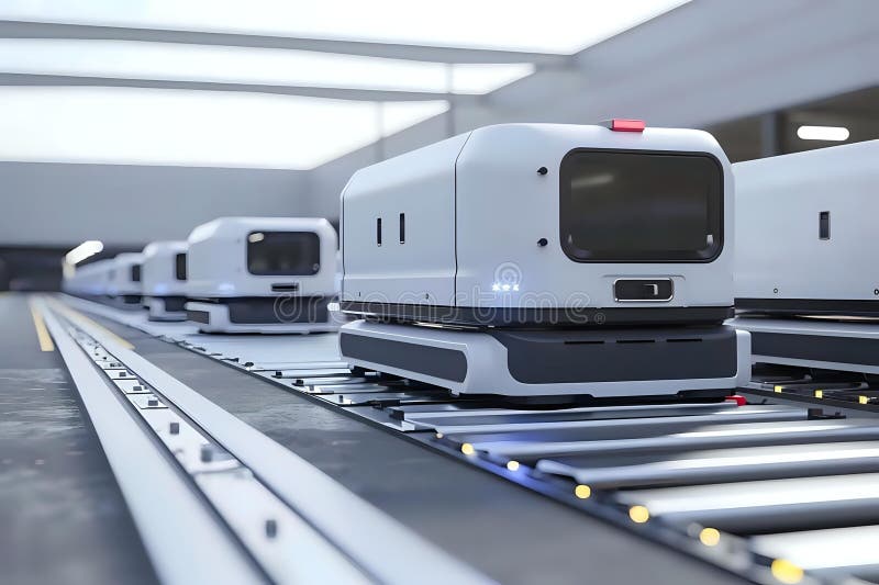 Automated Guided Vehicles Navigate a Modern Warehouse Conveyor System ...