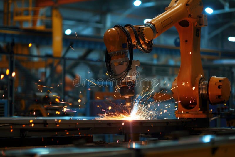An Automated High-tech Robot Does Metal Welding in a Modern Factory ...