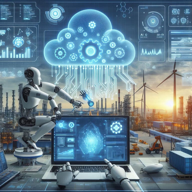 Automated Industrial Cloud Computing and Data Storage AI Systems Stock ...