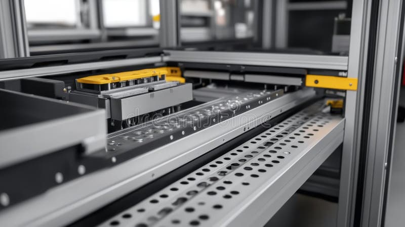 Automated Industrial Machinery Processing Components on Assembly Line ...