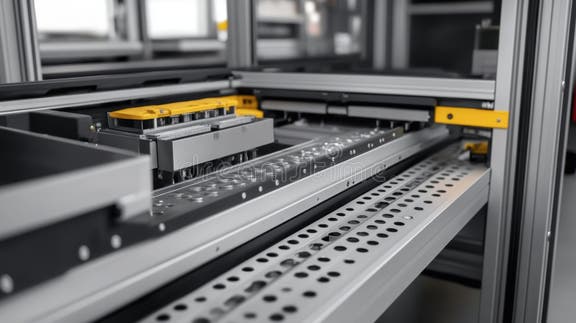 Automated Industrial Machinery Processing Components on Assembly Line ...