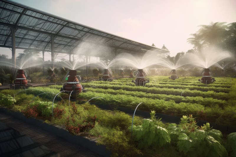 Automated Irrigation System Watering Plants Efficiently Stock Image ...