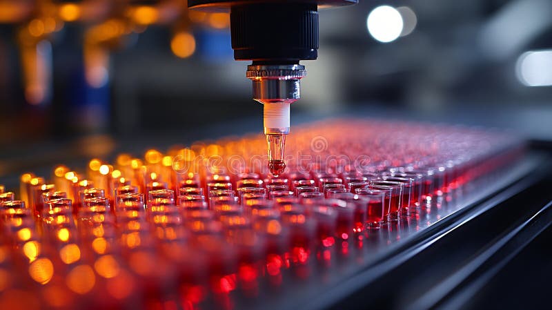 Automated Lab Testing Red Liquid Dispensing into Micro Tubes AI ...