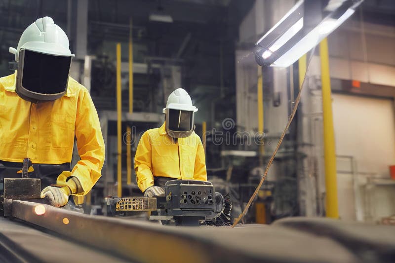 Automated Labor in Factory during Metal Processing and Welding Process ...