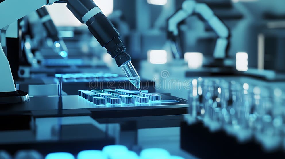 Automated Laboratory Machines Working Stock Illustration - Illustration ...