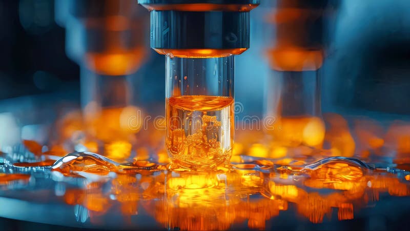 An Automated Laboratory Process with Glowing Orange Liquid in ...