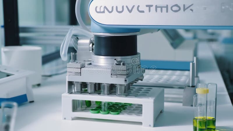 Automated Laboratory Robotic Arm Precisely Dispensing Liquid into Test ...