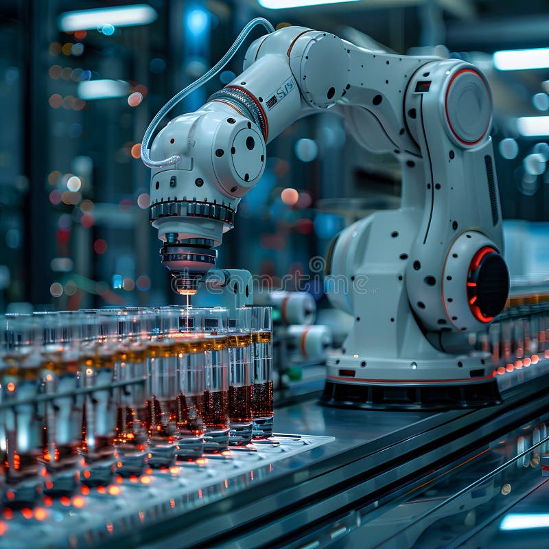 Automated Laboratory Robotic Arm Processing Liquid Samples in Test ...