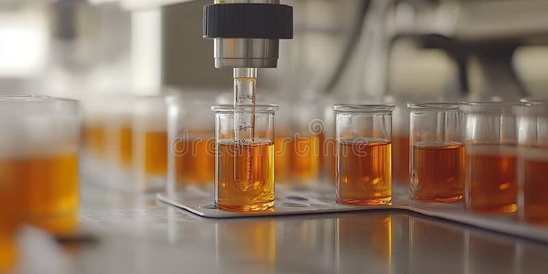 Automated Liquid Dispensing into Beakers Stock Illustration ...