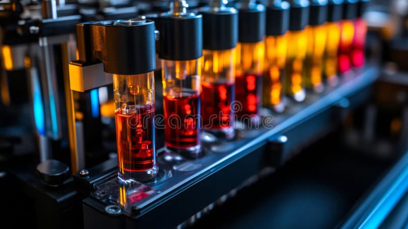 Automated Liquid Handling System with Colored Samples Stock ...