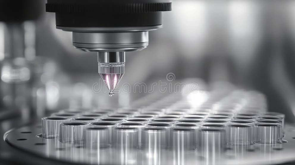 Automated Liquid Handling System Dispensing Samples Stock Illustration ...