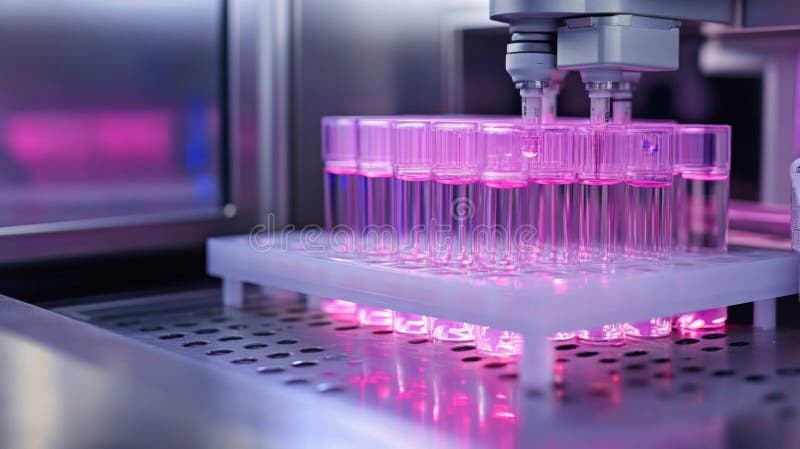 Automated Liquid Handling System Dispensing Samples Stock Illustration ...