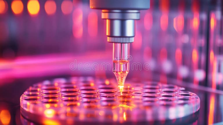 Automated Liquid Handling System Dispensing Samples Stock Illustration ...