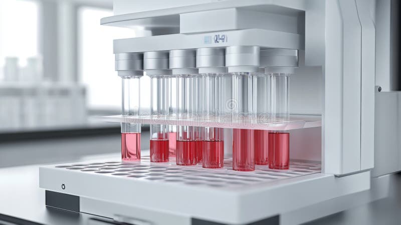 Automated Liquid Handling System with Test Tubes Stock Illustration ...