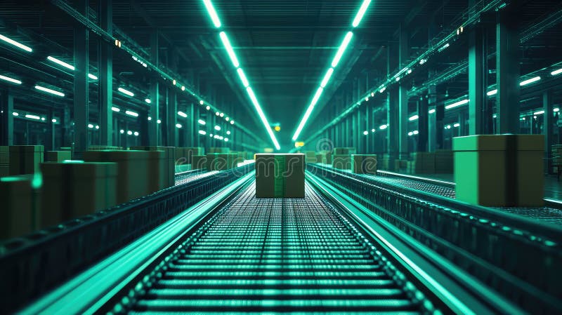 Illuminated Smart Logistics Conveyor Belt Stock Photos - Free & Royalty ...