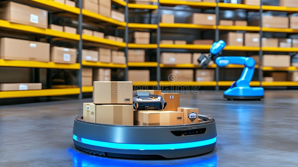 Automated Logistics: Warehouse Robot Carrying Packages for Efficient ...