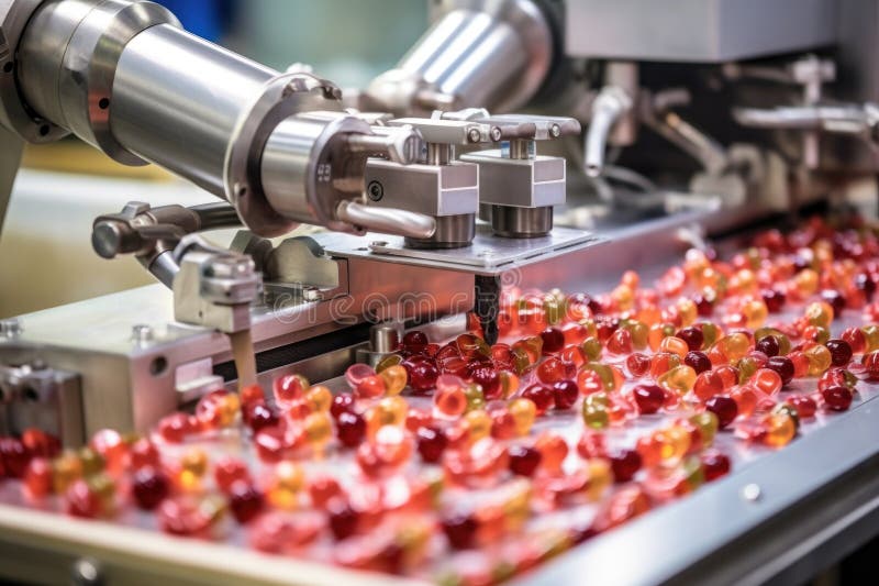 Automated Machine Applying Candy Coating To Sweets Stock Illustration ...