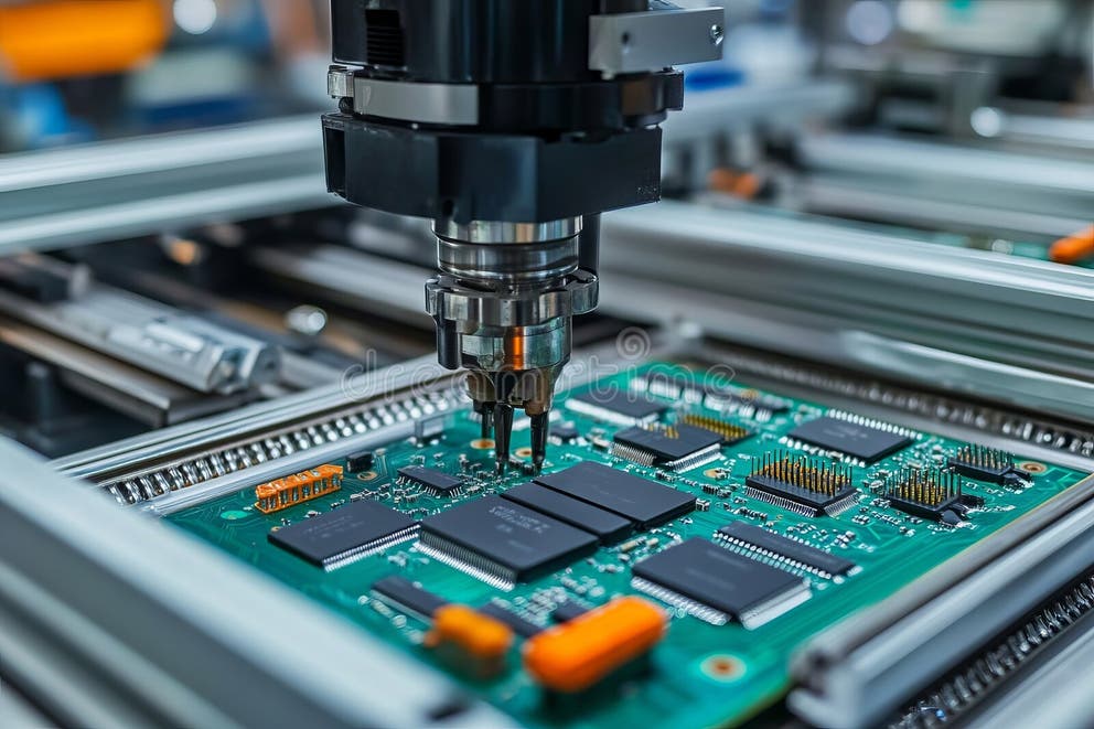 Automated Machine Arm Calibrating and Assembling Circuit Board Components. Stock Image - Image ...