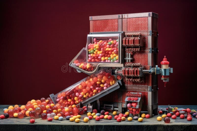 Automated Machine Filling Candy Boxes Stock Illustration - Illustration ...