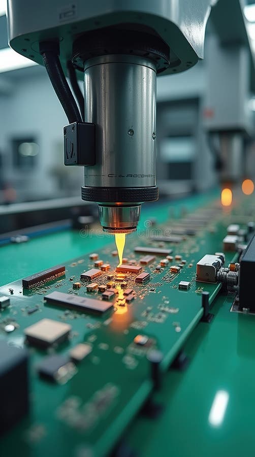 Automated Machine Installing Components on Circuit Board in Motion ...