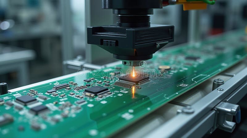 Automated Machine Placing Components on Circuit Board in Assembly Line ...