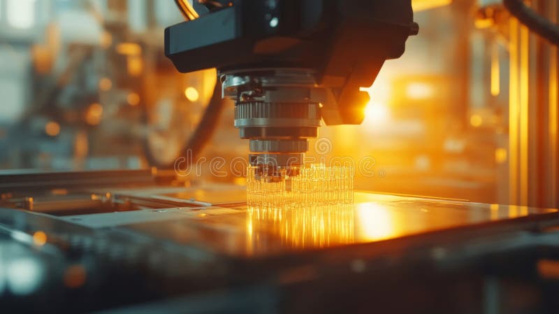 Automated Machine Processes Small Glass Vials in Factory Stock ...