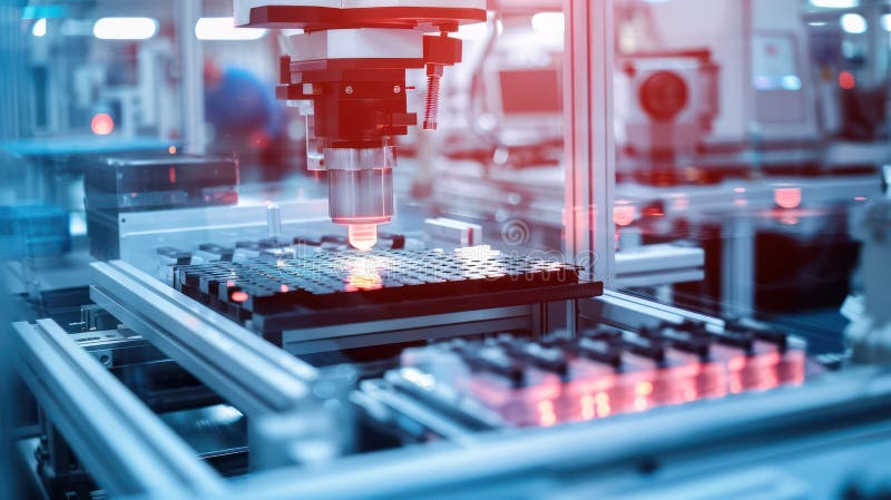 Automated Machinery Processing Silicon Wafers in a Semiconductor Stock ...